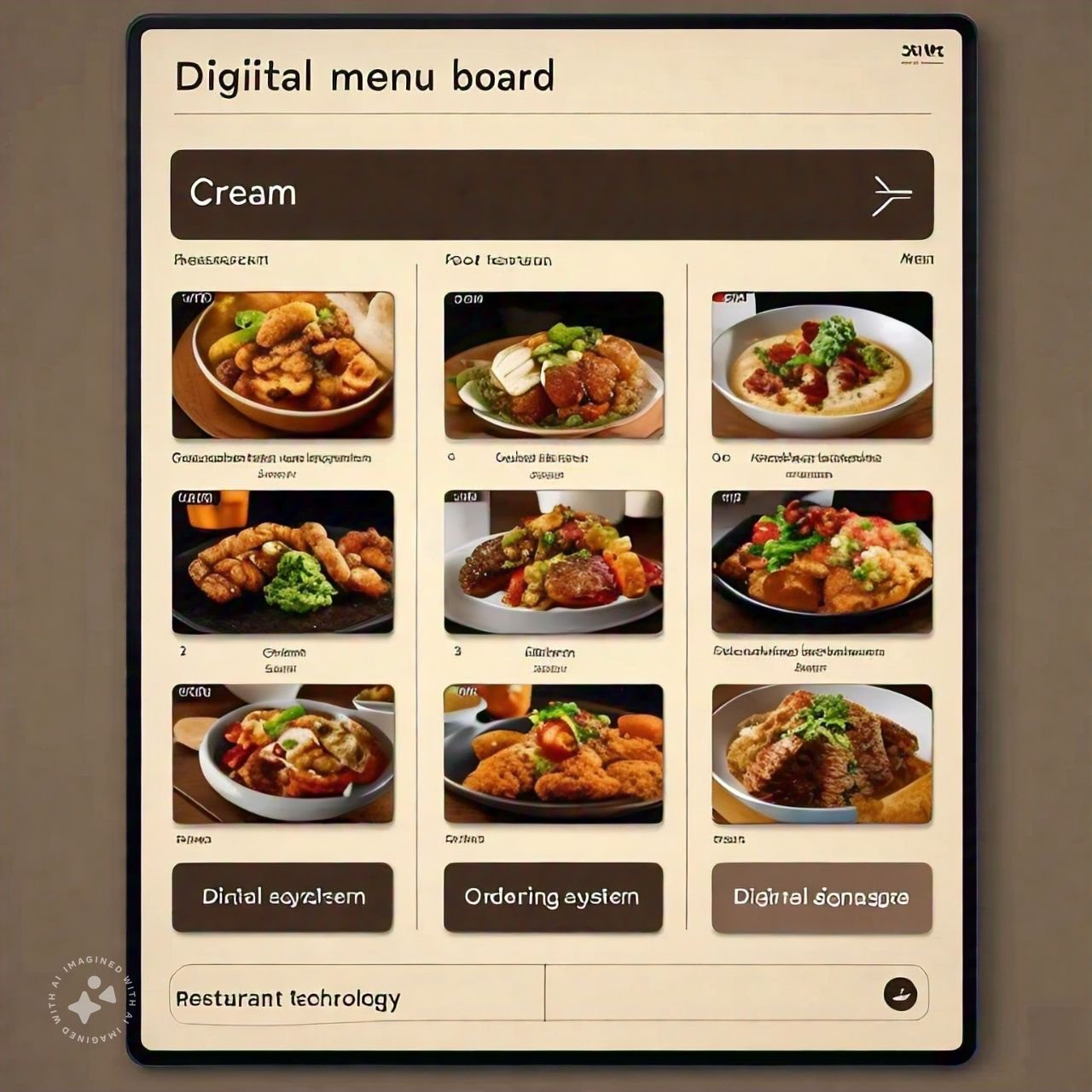 Cream Digital Menu Board order : Enhanc Customer Experience